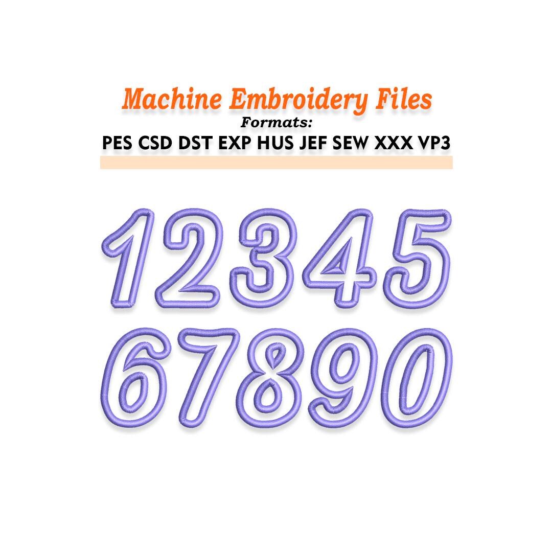 Cartoon Numbers Embroidery Design Files. Sizes 1" 2" 3" 4" 5" 6" 7" 8 ...