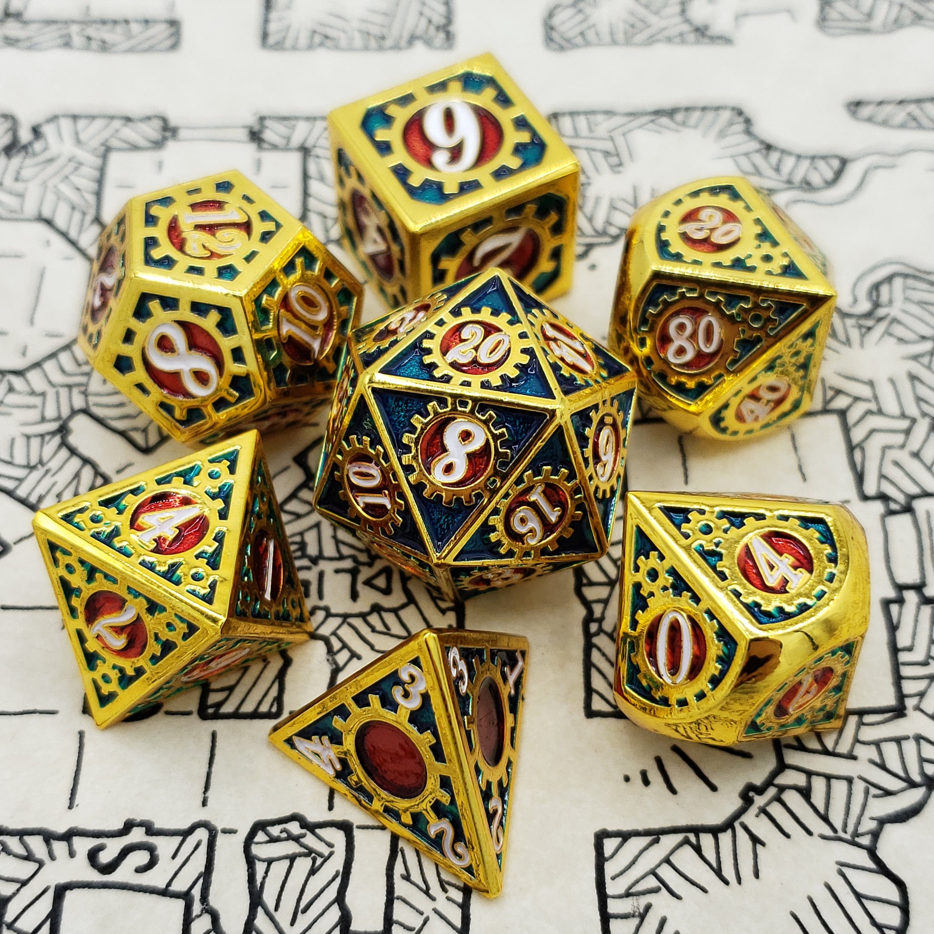 Prismatic Clockwork Metal Dice Set RPG Dice Polyhedral Dice | Etsy