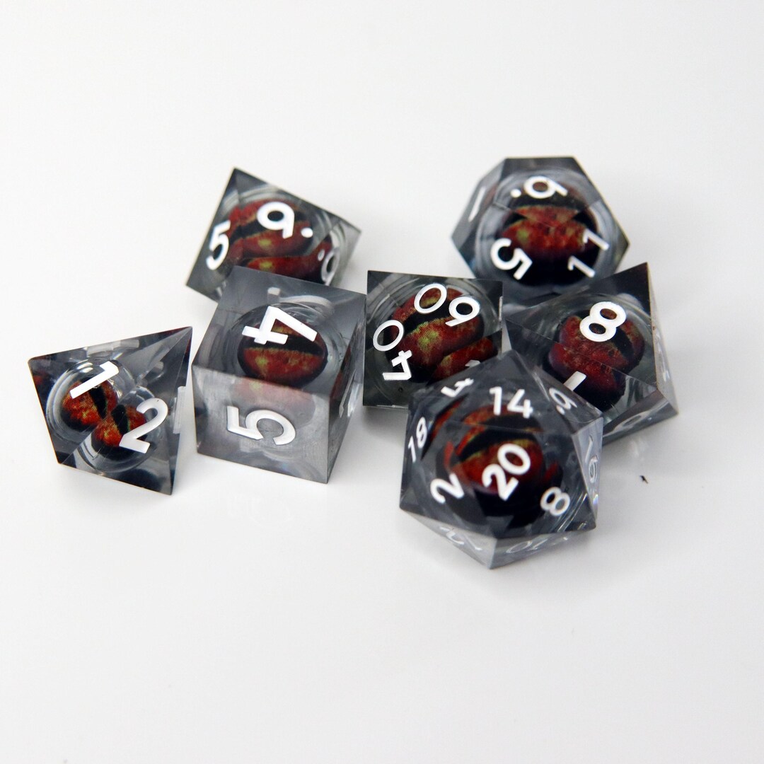 Eye of the Rust Dragon 7-piece Liquid Core RPG Dice Set - Etsy