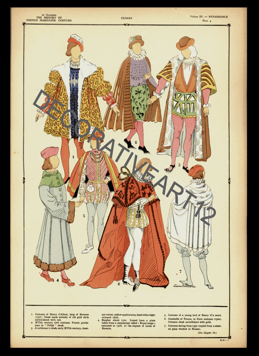 Cloaks French Masculine Costume Hand Painted 1925 Antique Paul Louis De ...