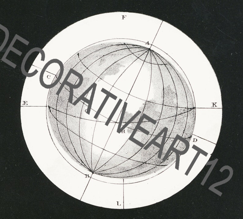 Earth's Dimension 19th Century Astronomy Black and White - Etsy