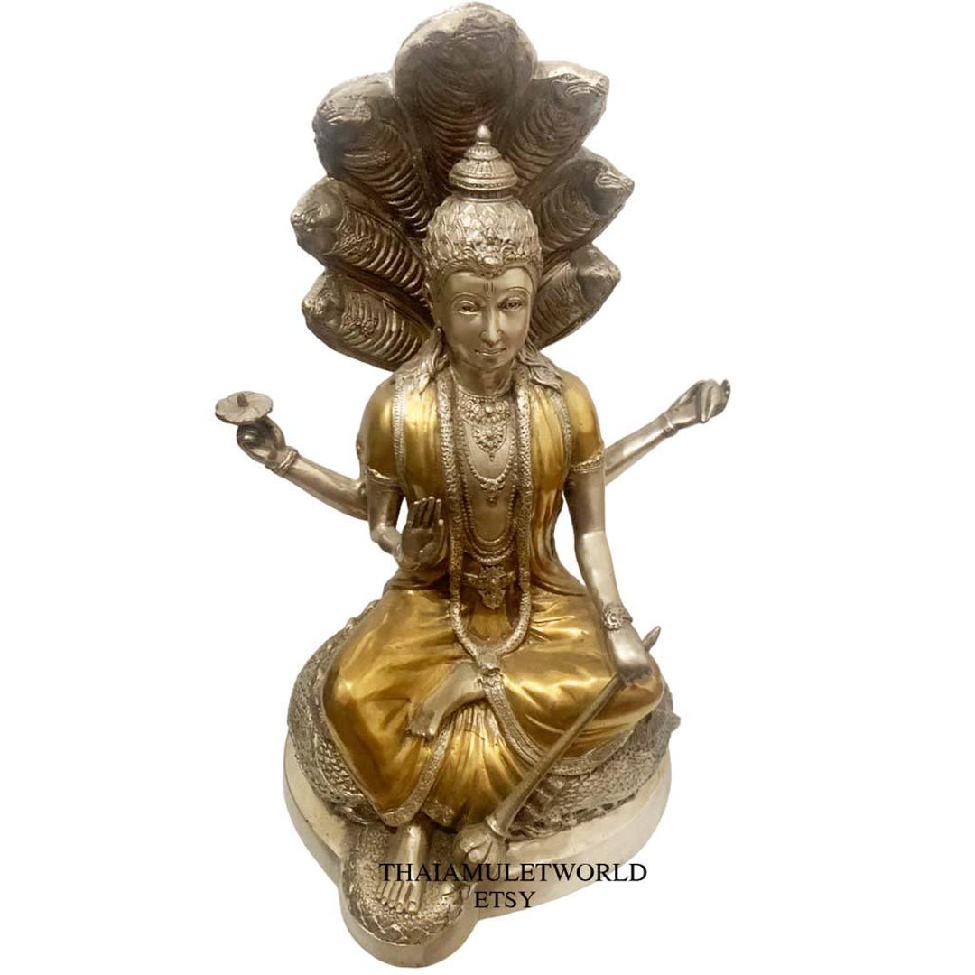 Buy Hindu Guardian Lord Vishnu Brass Statue Big Works From Thai Artists ...