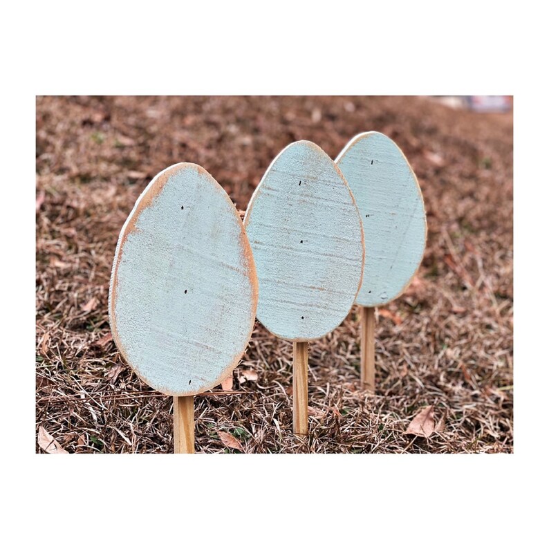 Rustic Wood Egg Yard Stakes Farmhouse Wood Egg Yard Stakes | Etsy