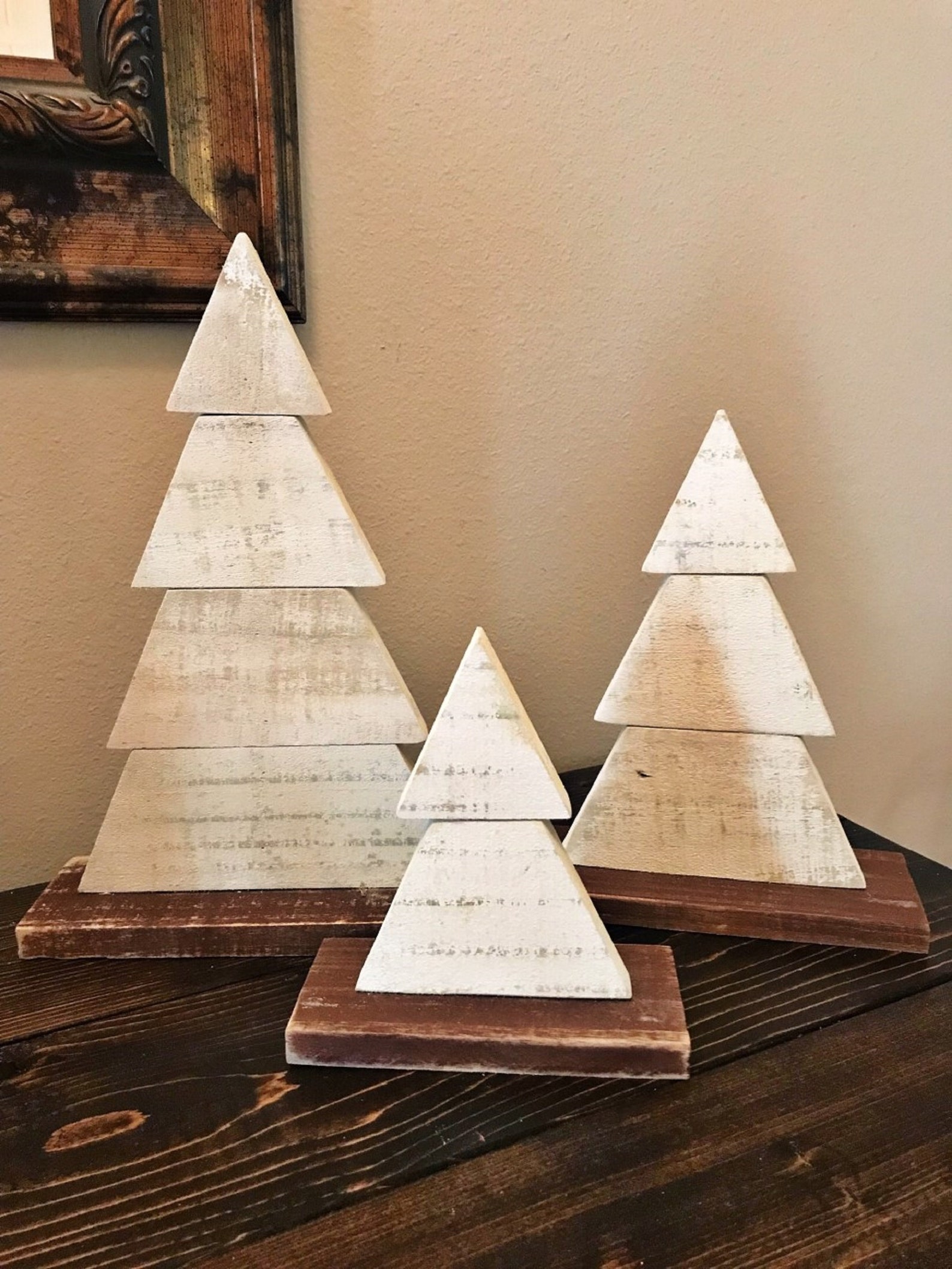 Rustic Wood Christmas Tree Set of 3 Farmhouse Trees Rustic | Etsy