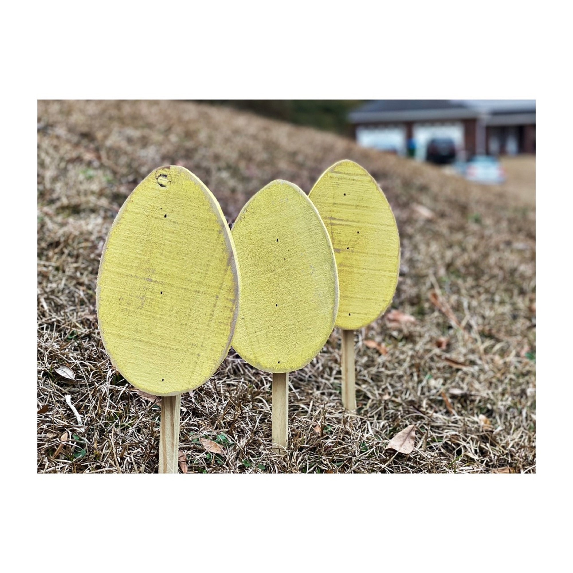 Rustic Wood Egg Yard Stakes Farmhouse Wood Egg Yard Stakes | Etsy