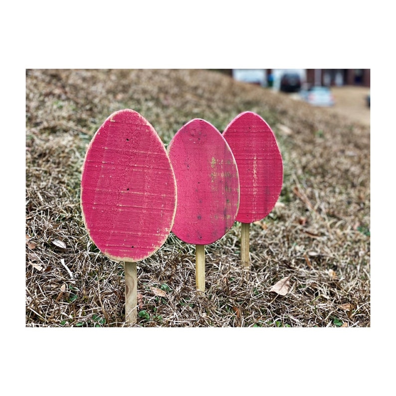 Rustic Wood Egg Yard Stakes Farmhouse Wood Egg Yard Stakes | Etsy