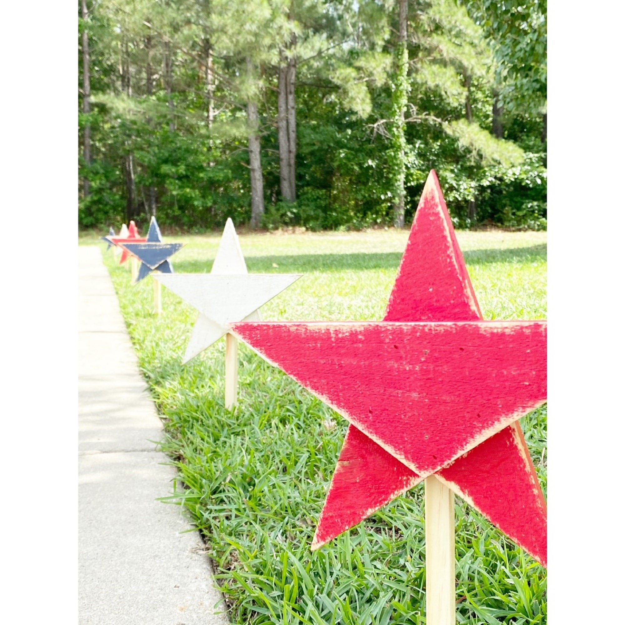 Patriotic Wood Star Yard Stakes, 4th of July Decor - Etsy