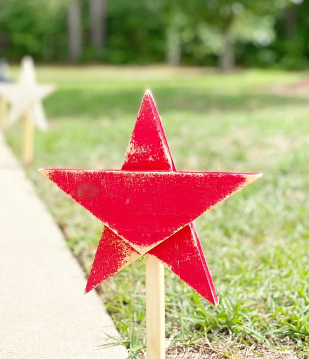 Patriotic Wood Star Yard Stakes, 4th of July Decor - Etsy