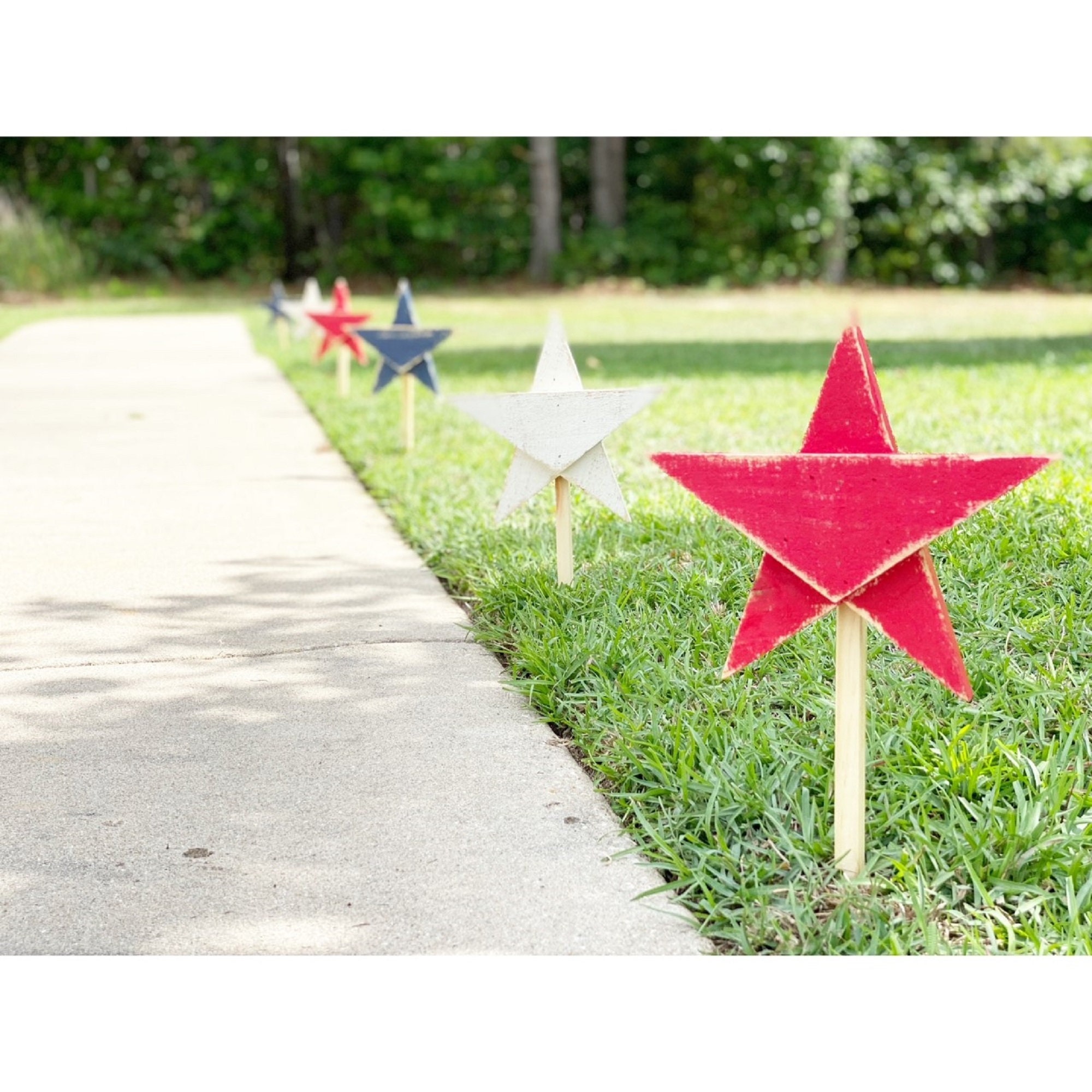Patriotic Wood Star Yard Stakes, 4th of July Decor - Etsy