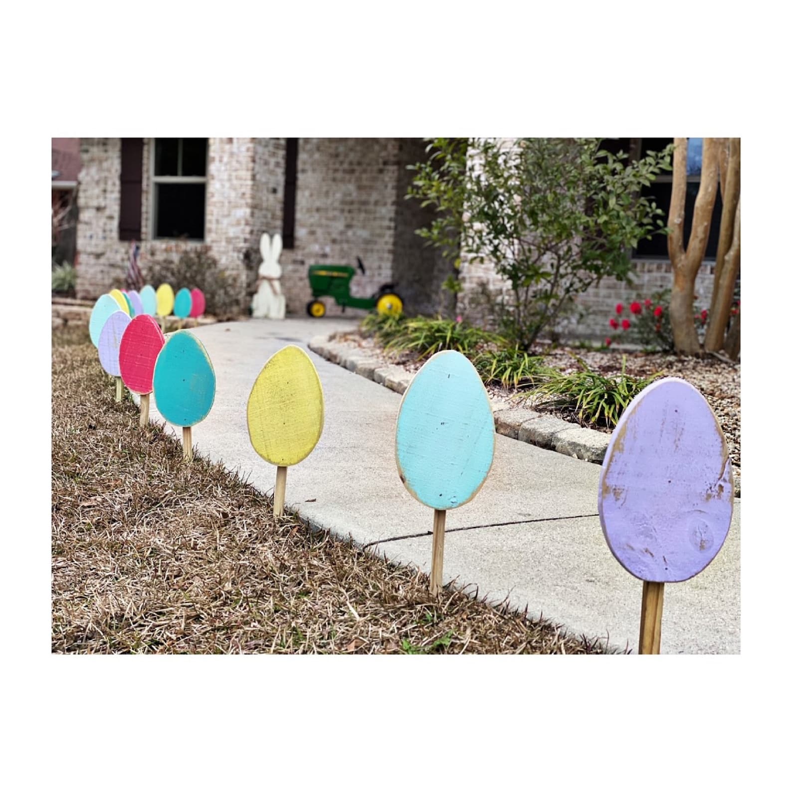 Rustic Wood Egg Yard Stakes Farmhouse Wood Egg Yard Stakes | Etsy