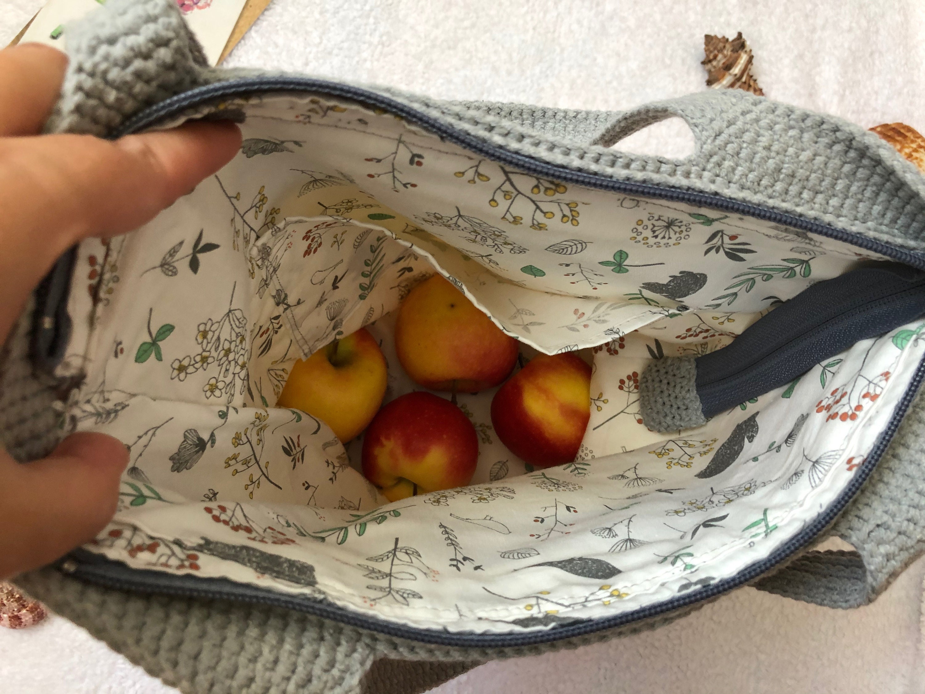 Handmade Milk Color Crochet Handbag With Rose Cross Stitch and - Etsy