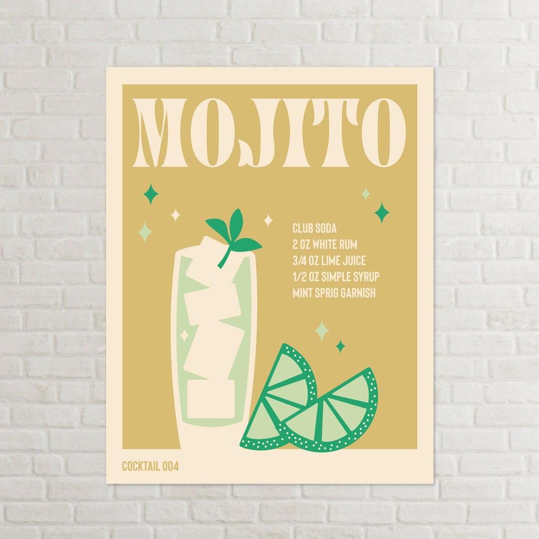 Mojito Art Print, Cocktail Art Print, Trendy Art Print, Aesthetic Wall ...
