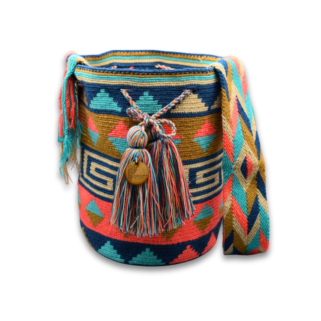 LARGE Authentic Colombian Wayuu Mochila Bag Tribal Ethnic Boho Bucket ...