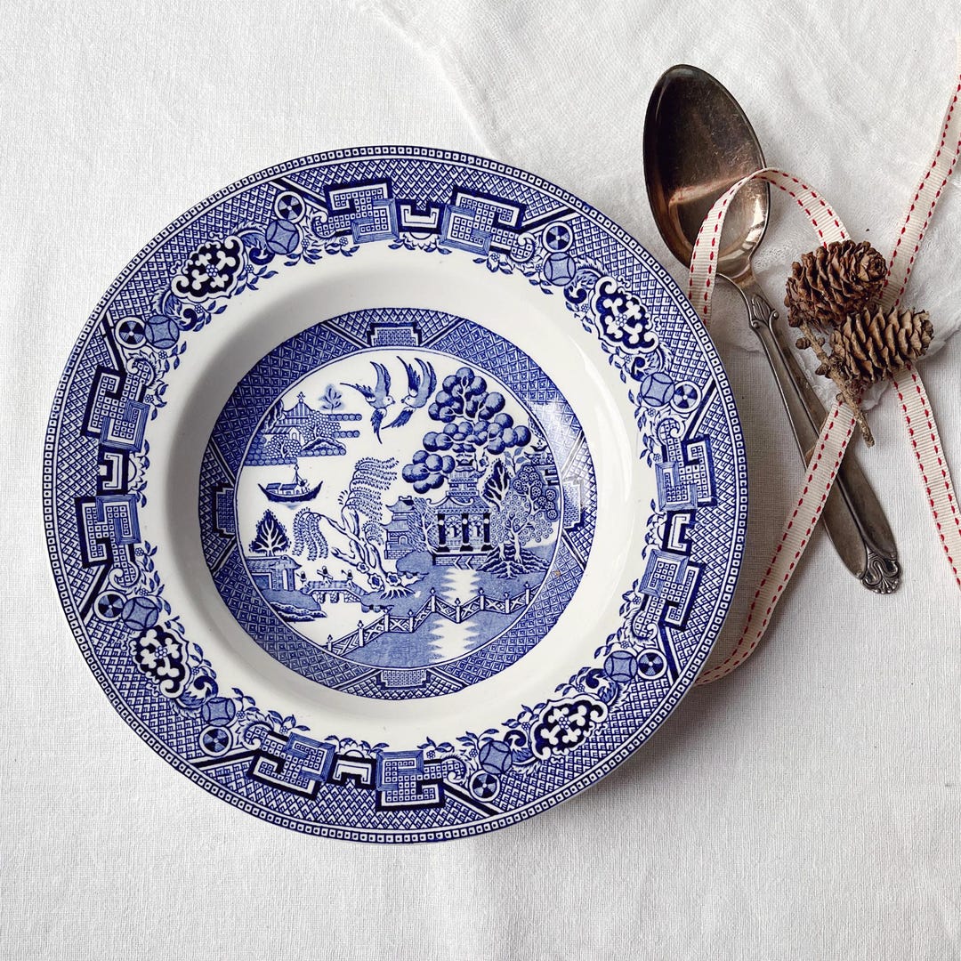 W.R. Midwinter Blue Willow Soup Plate – Antique English Transferware ...
