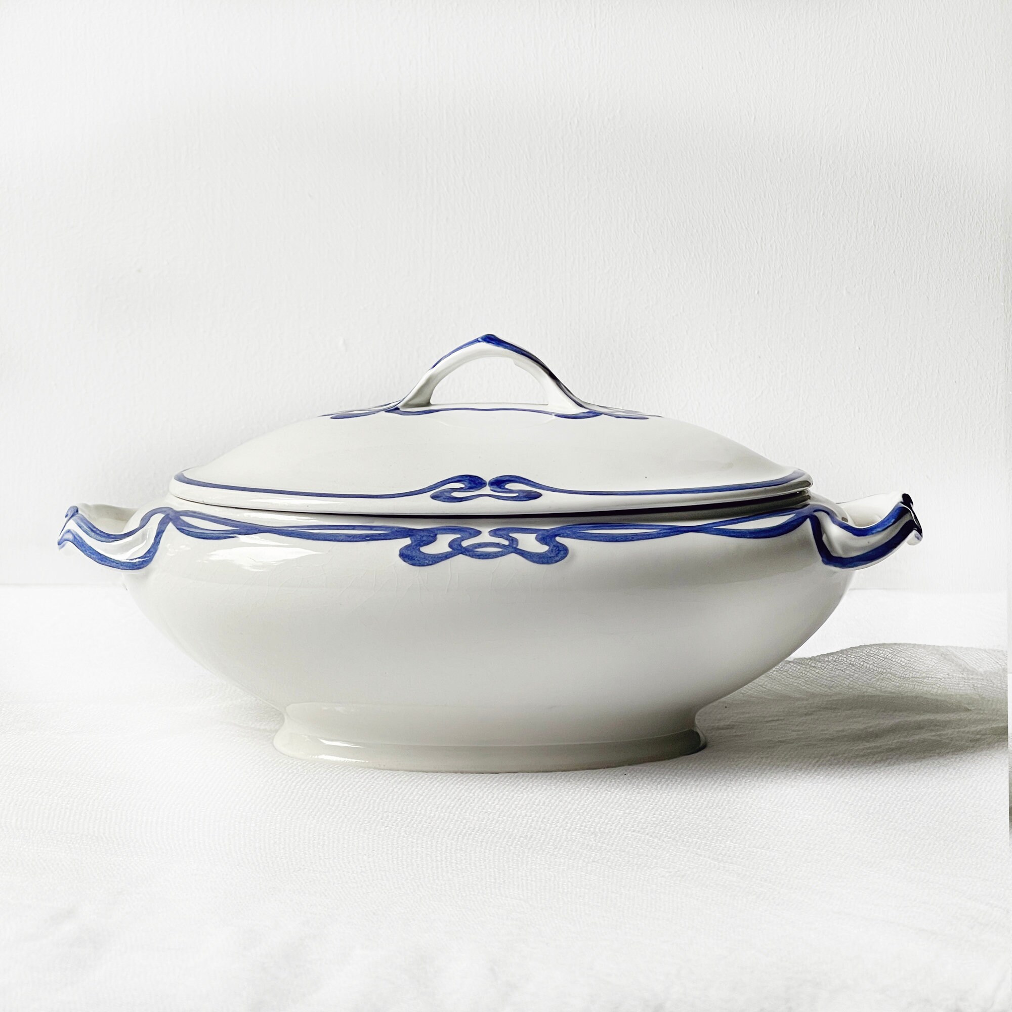 Beautiful Blue Olga Bowl With Lid Art Nouveau Tureen Villeroy and Boch ...