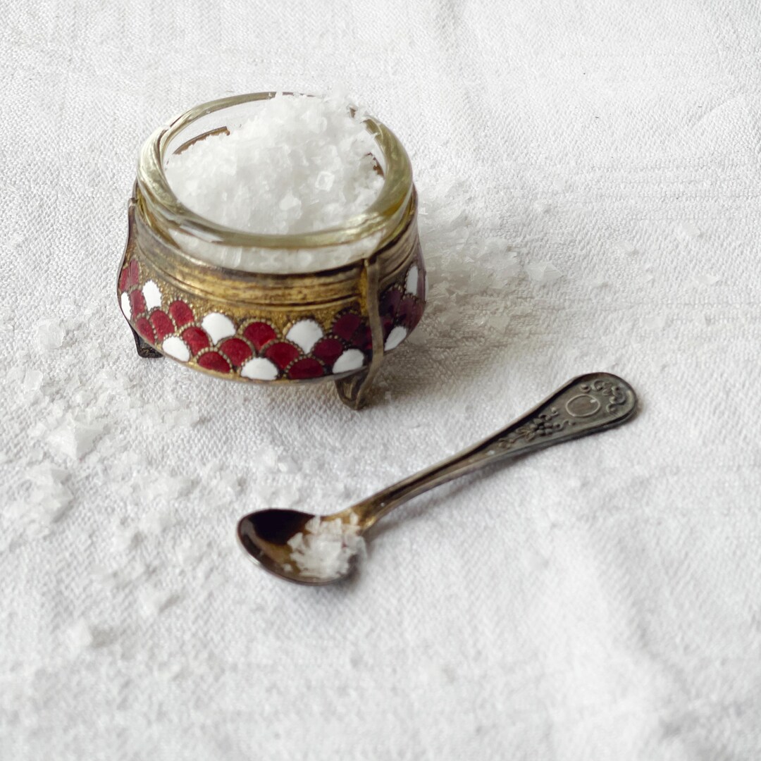 Vintage Russian Enamel Salt Cellar With Spoon – Midcentury Soviet ...