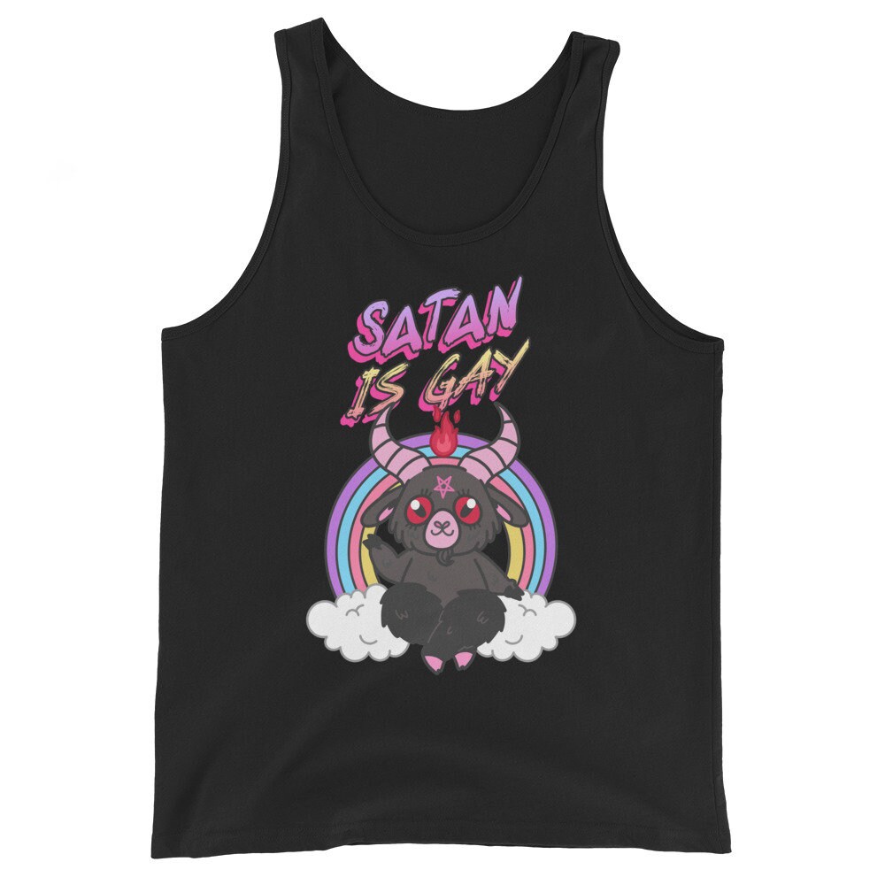 Satan is Gay, Tank Top, Satanic Shirt, Baphomet Shirt, Funny Gay Gift ...