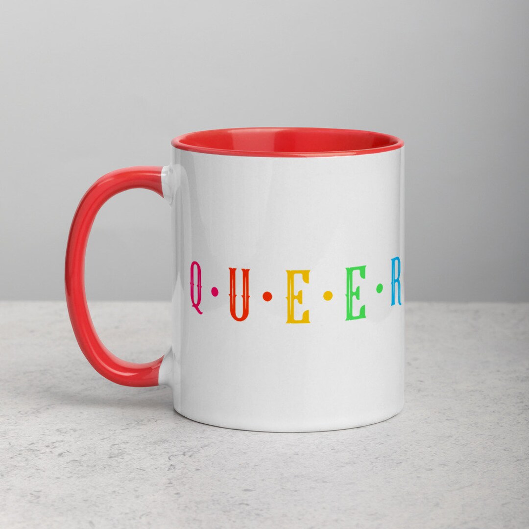 Queer, Mug With Color Inside, Gay Gift, Gay Mug, Lesbian Mug, Lgbtq ...
