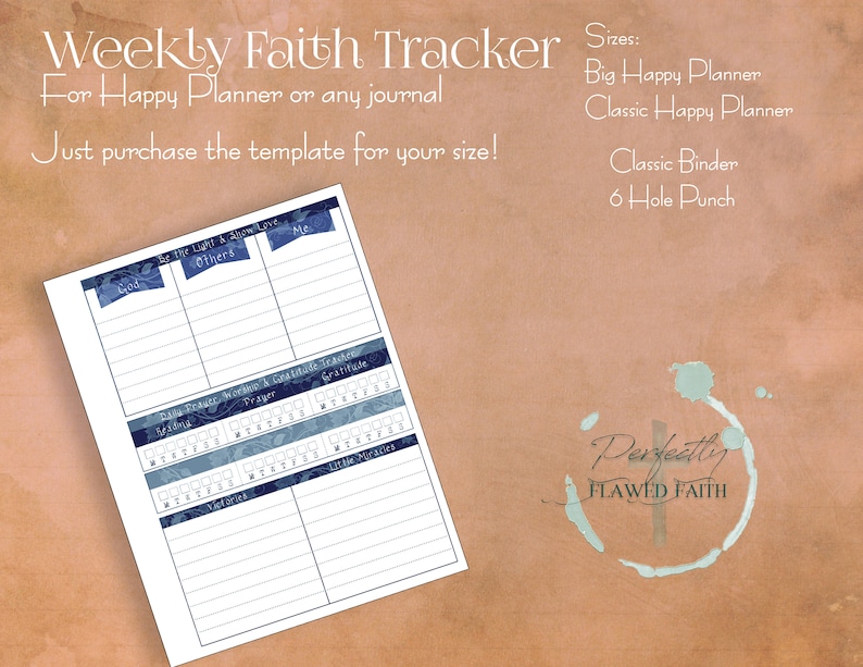 Classic Happy Planner Weekly Faith Tracker Page for Journals, Disc ...