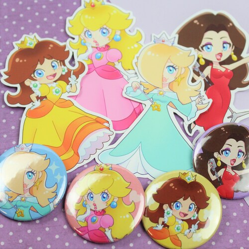 Button Princess Peach and Princess Daisy - Etsy