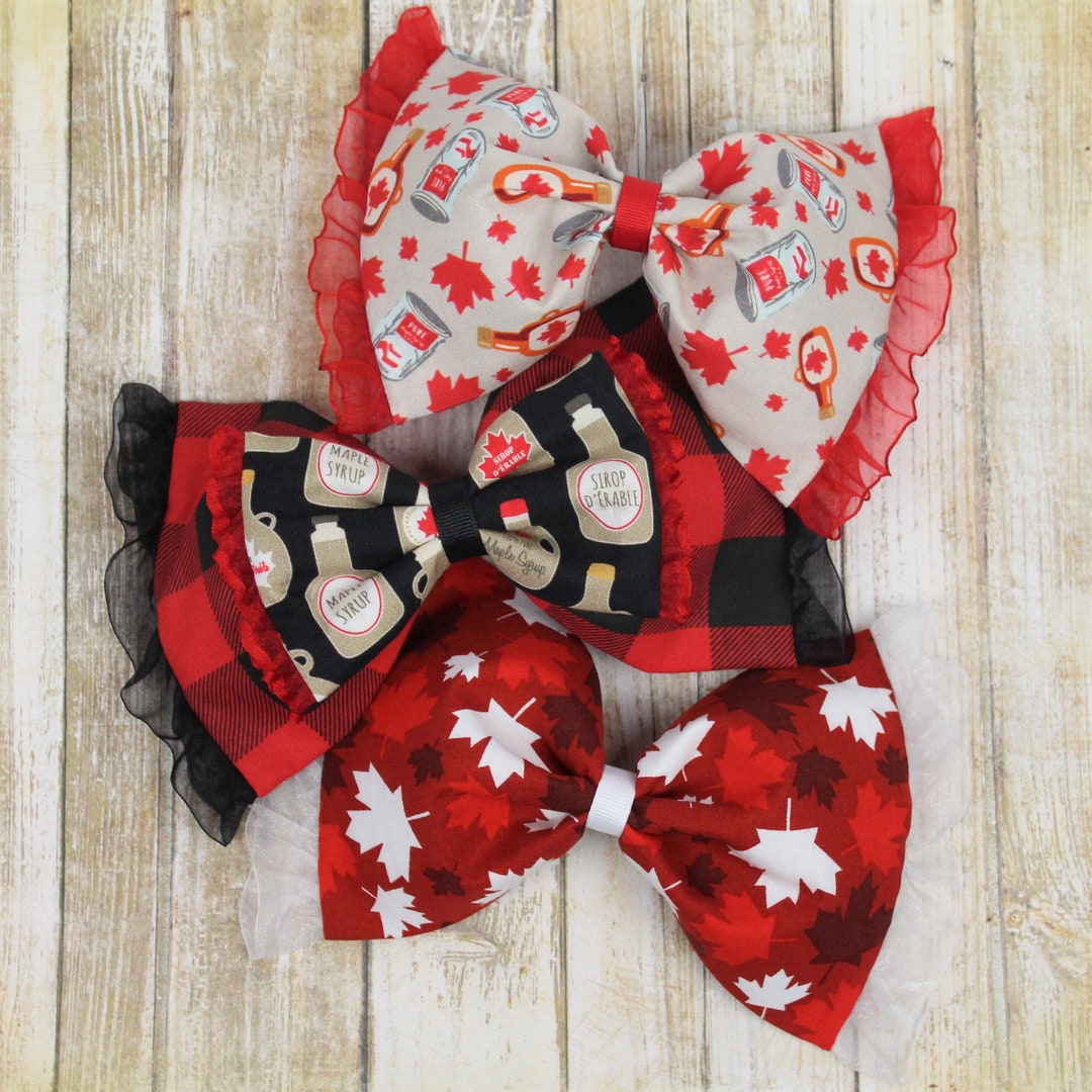 Maple Syrup Maple Leaf Checkers Canada Big Hair Bow Bow - Etsy