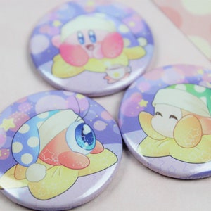 Kirby Waddle Dee Waddle Doo Kirby's Twinkle Night Fan Art Button Badge ...