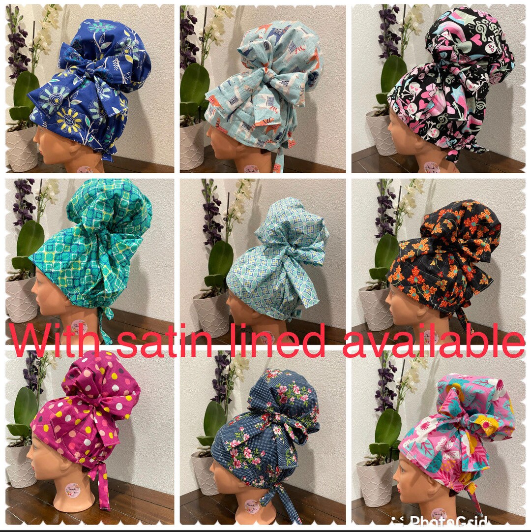 High Bun, With Satin Lined,scrub Caps, Surgical Cap , Nurses Caps ,high ...