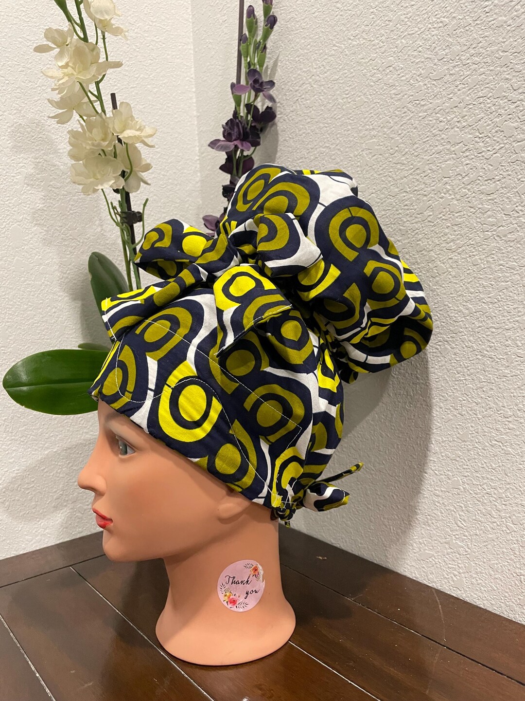 Satin Lined High Bun Scrub Cap, Surgical Nurse Cap, Long Hair Friendly ...
