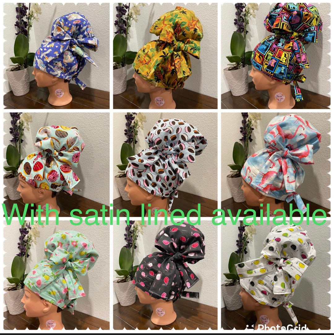 High Bun ,with Satin Lined,scrub Caps, Surgical Cap , Nurses Caps ...