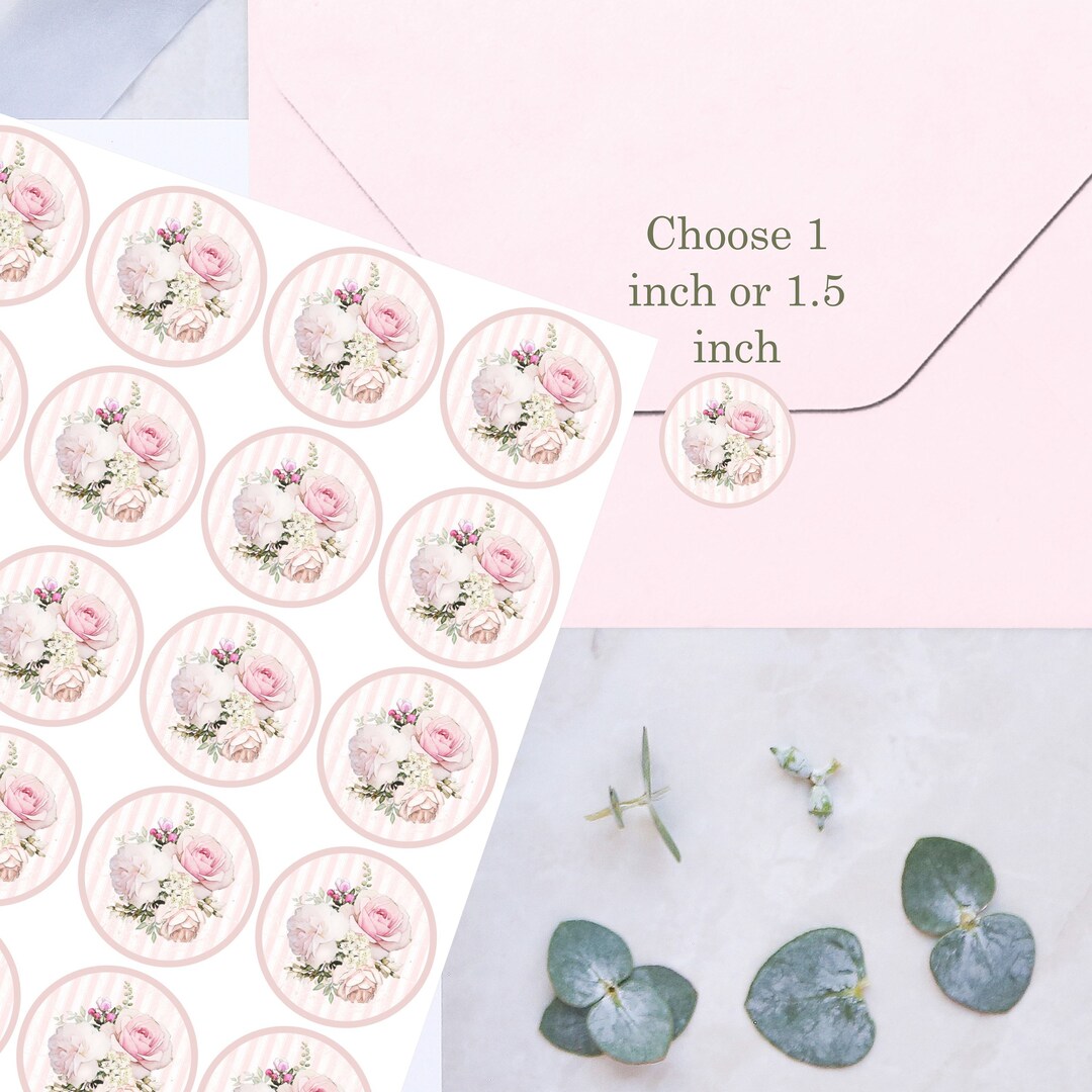 Blush Pink Rose Round Stickers/envelope Seals/flower Seals/floral ...
