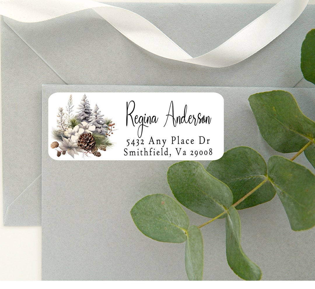 Snowy Pine Cone Address Labels/custom Return Address Labels/envelope ...