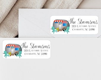 Stickers, Labels & Tags Camping Party Address Labels Camp Out Under The ...