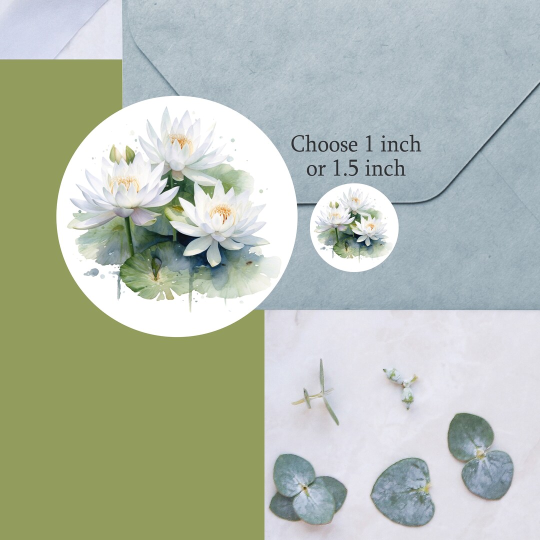 Lotus Round Stickers/flower Envelope Stickers/envelope Seals/flower ...