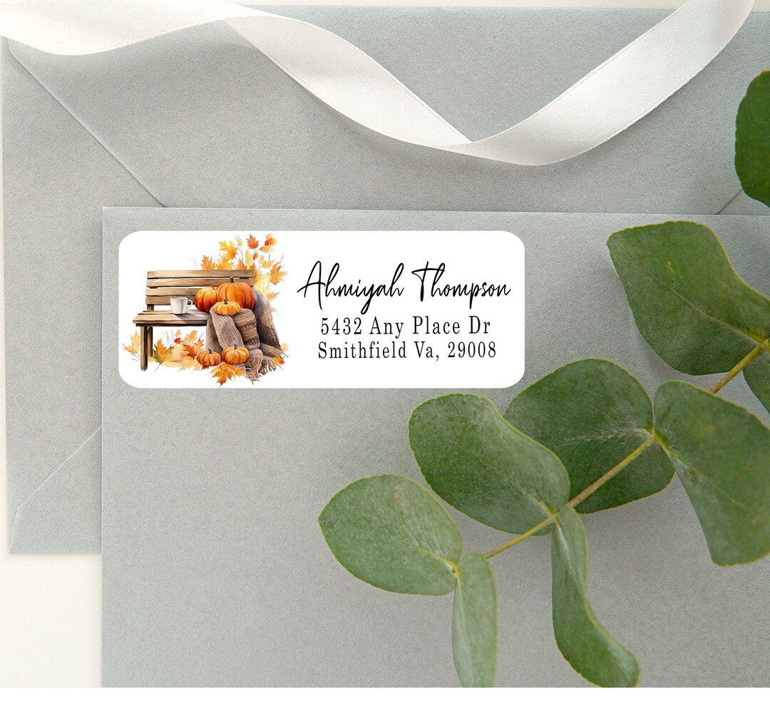 Autumn Bench Address Labels/custom Return Address Labels/envelope ...