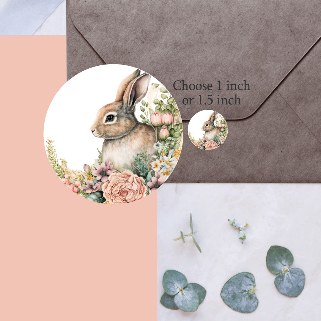 Cute Bunny Round Stickers/envelope Stickers/bunny Stickers/envelope ...