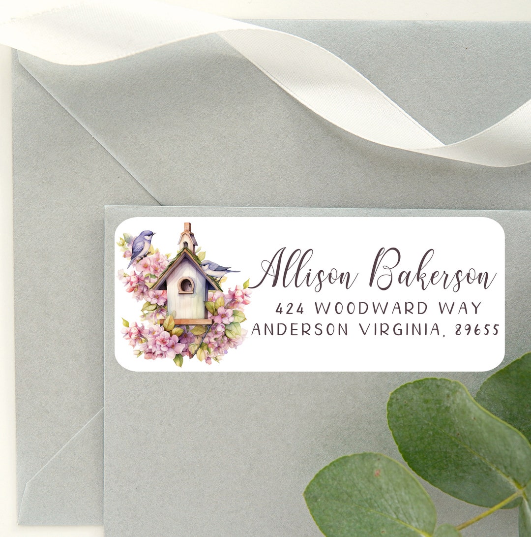 Floral Bird House Address Labels/return Address Labels/envelope Labels ...