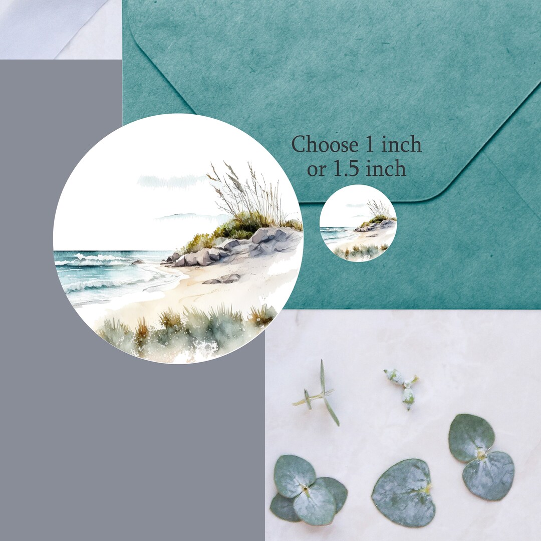 Ocean Breeze Round Stickers/envelope Stickers/beach Stickers/envelope ...