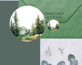 Tree Stickers One Inch Round Seals 5 Tree Images - Etsy