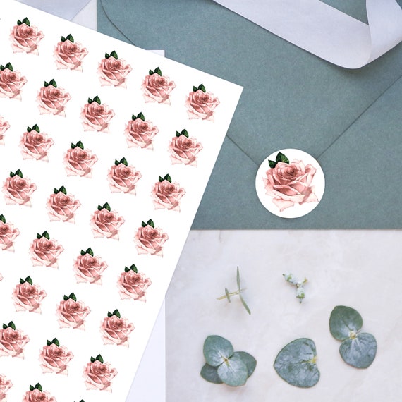 Vintage Pink Rose Envelope Stickers 1 Inch/decorative - Etsy