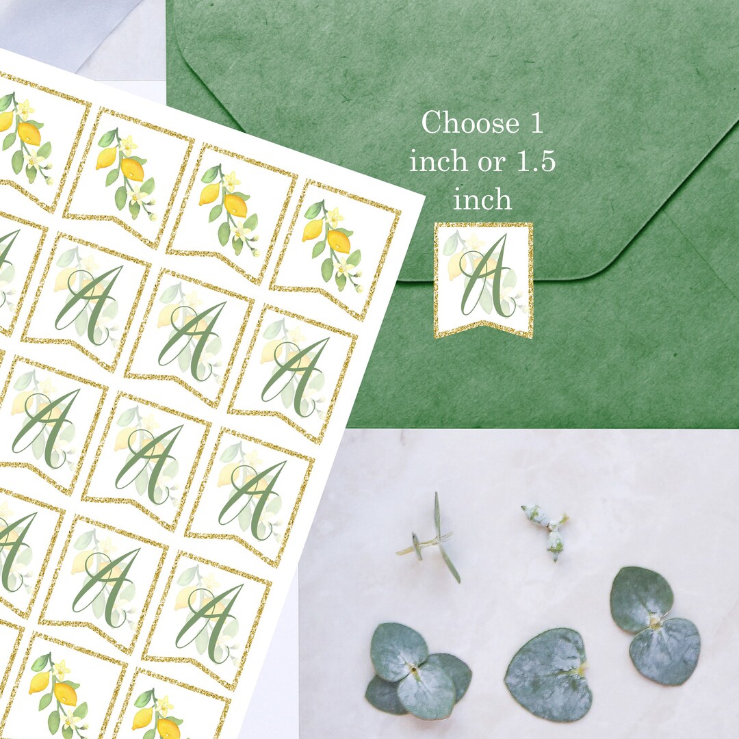 Personalized Monogram & Lemon Stickers/banner Stickers/envelope Seals ...