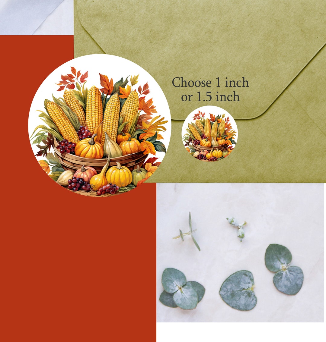 Fall Harvest Round Stickers/fall Envelope Stickers/autumn Stickers ...