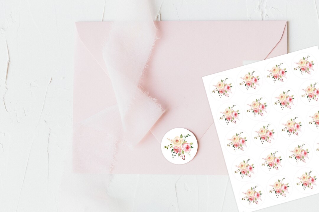 Pink Bouquet Envelope Stickers /envelope Labels/envelope Seals/envelope ...