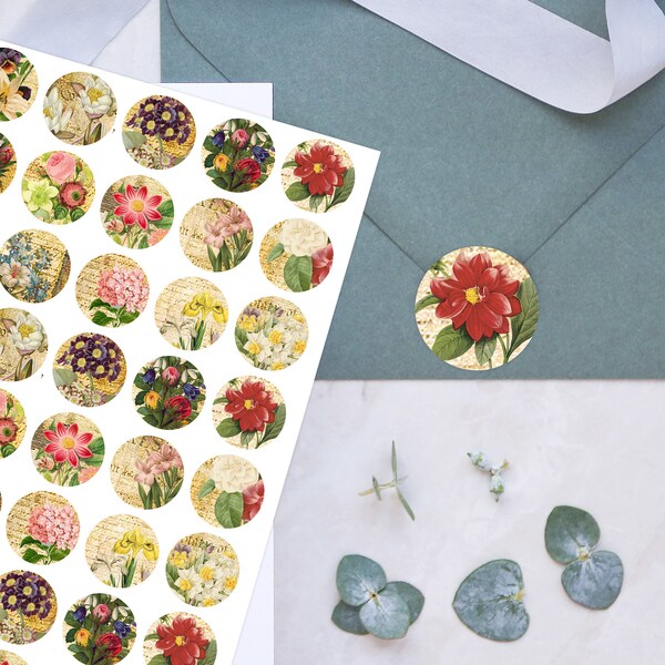 Vintage Floral Stickers - Etsy