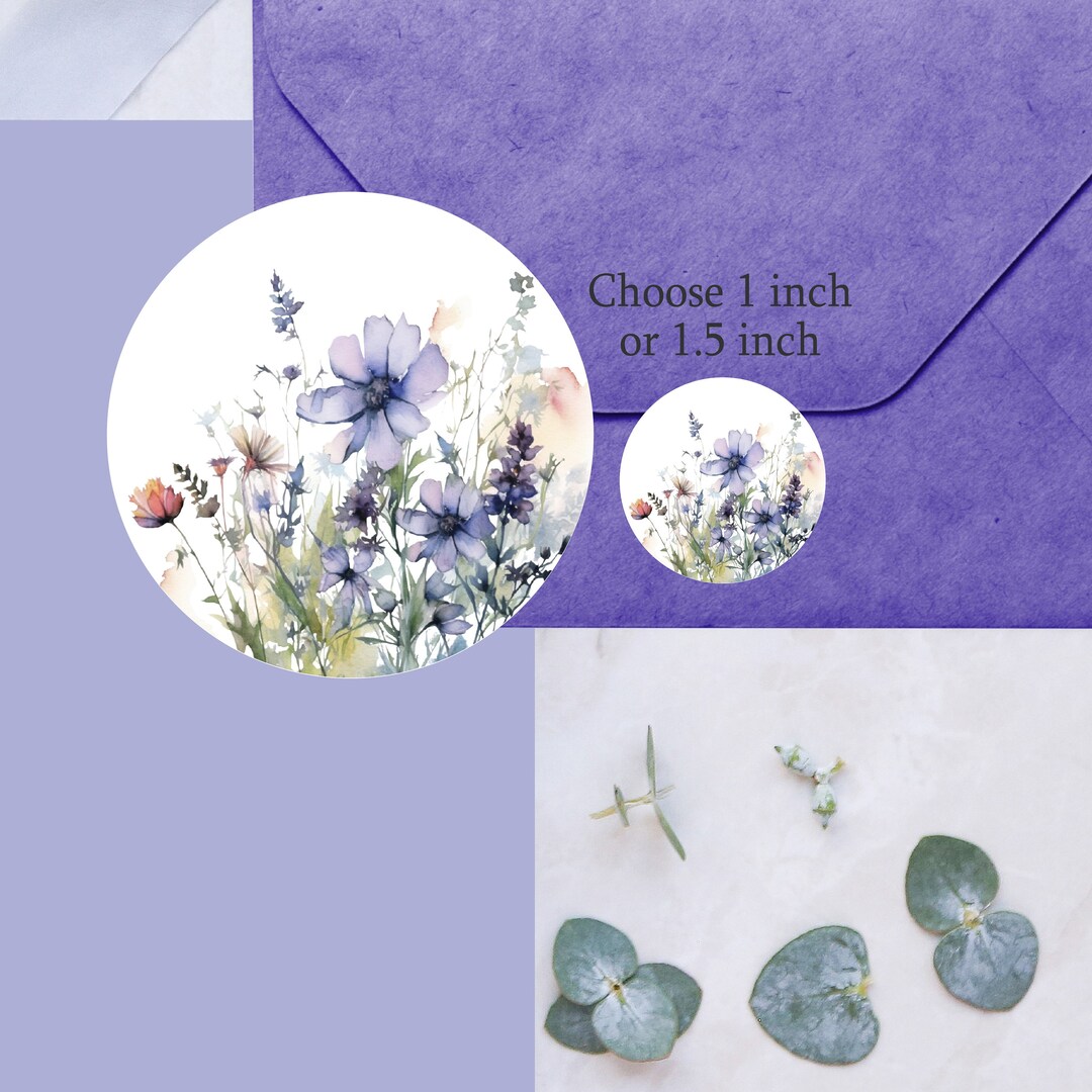 Irises Round Stickers/floral Envelope Stickers/iris Stickers/envelope ...