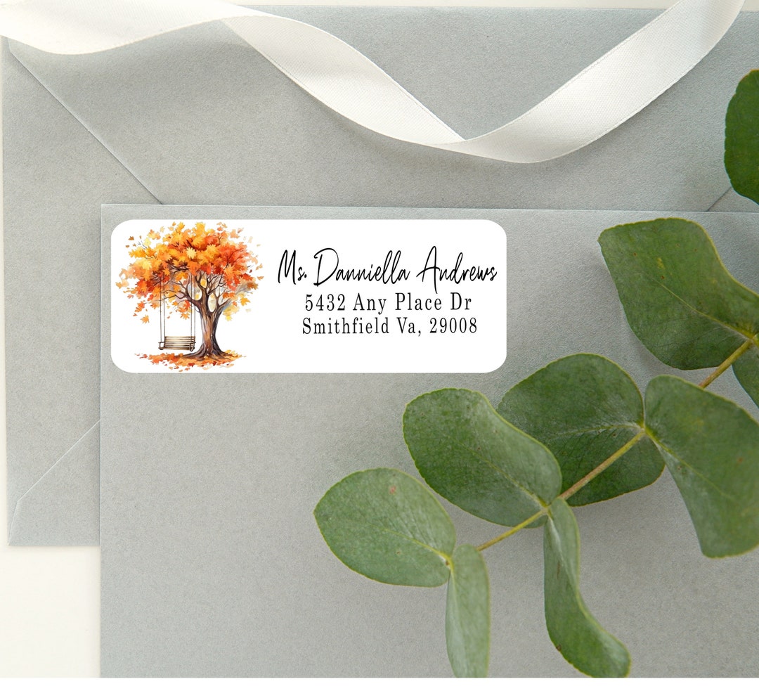 Fall Tree Swing Address Labels/custom Return Address Labels/envelope ...