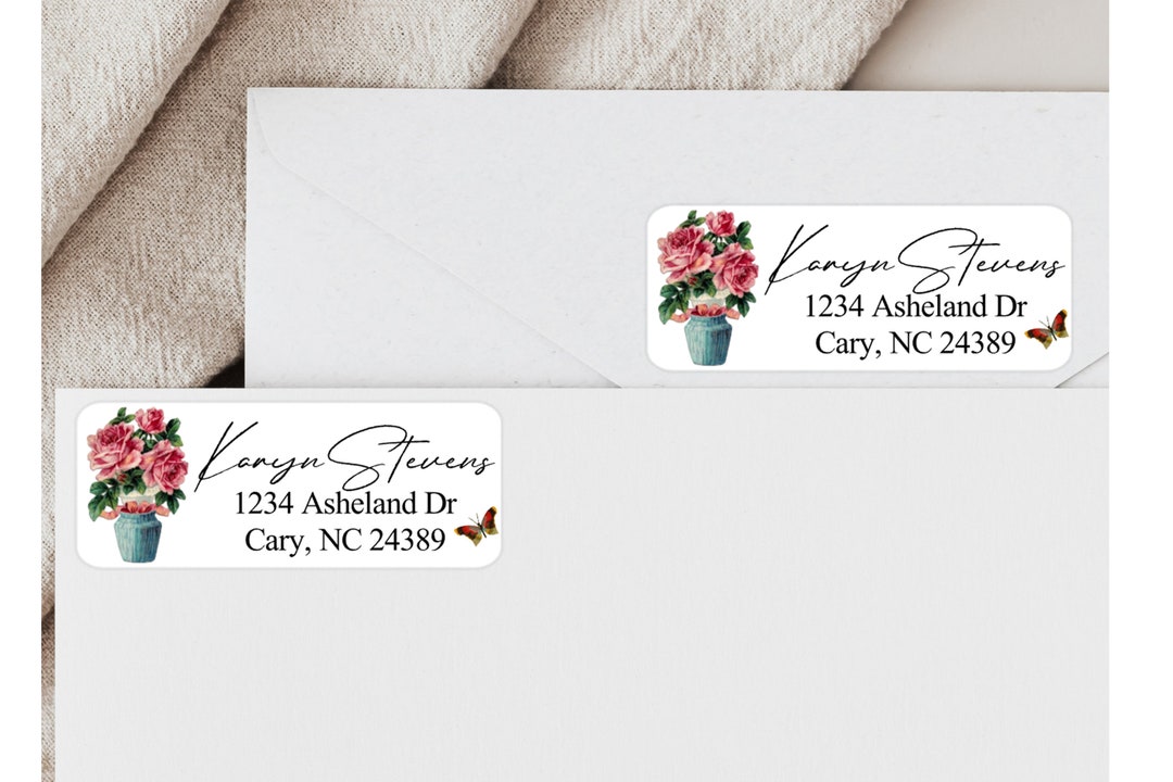 Vase of Pink Roses Address Labels/Address Stickers/Return Address ...