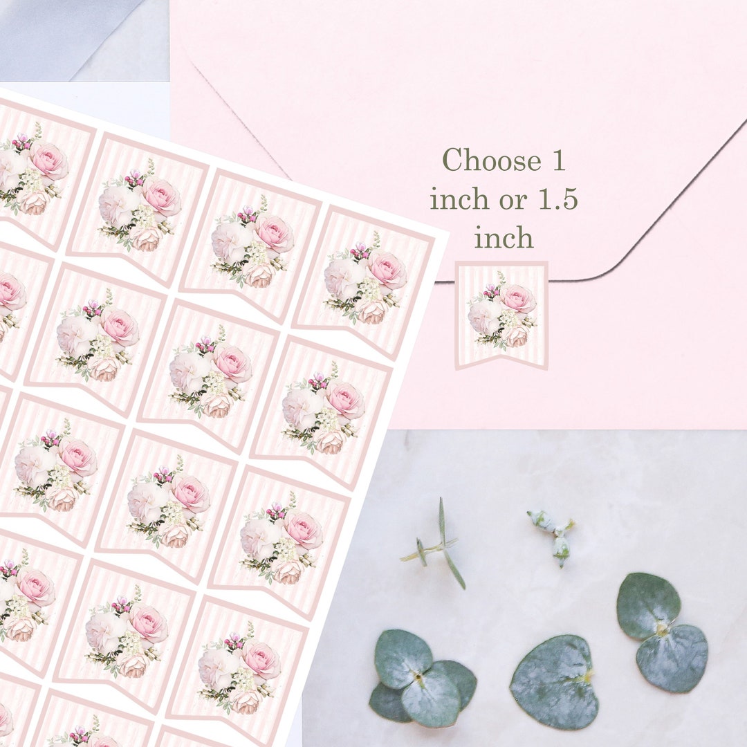 Blush Pink Rose Banner Stickers/envelope Seals/floral Seals/flower ...