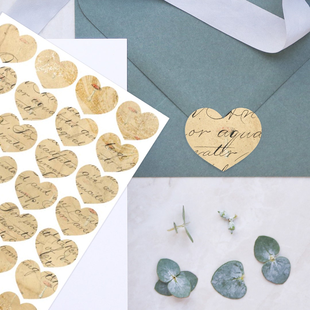 Vintage Heart Shaped Envelope Stickers/envelope Labels/heart Stickers ...