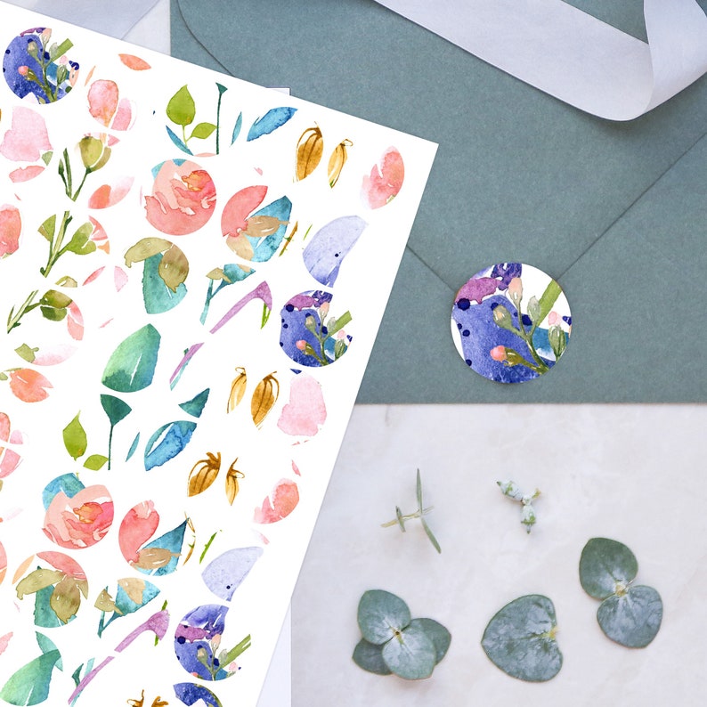 Envelope Stickers 1 Inch Watercolor Blooms/decorative - Etsy