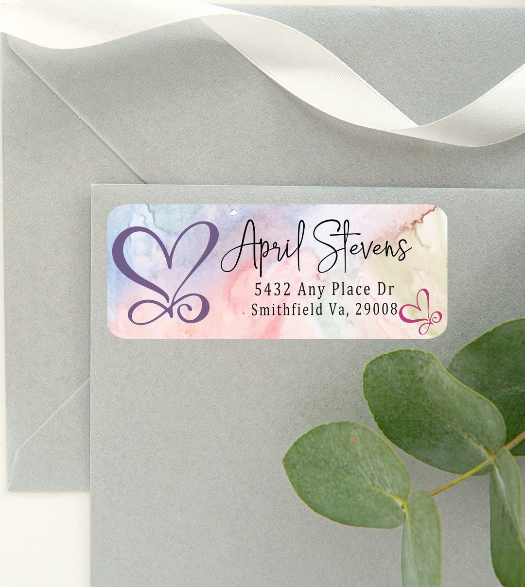 Colorful Hearts Address Labels/custom Return Address Labels/envelope ...